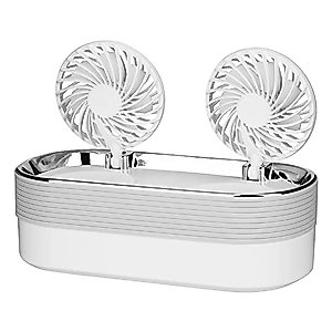 HUIQIMEI Portable Mini Desk Fan Storage Box Multifunction USB Fan 2-in-1 Double Rechargeable Fans 360° Adjustable Angle Mute Suitable for Home Office Travel Outdoor Good Gift