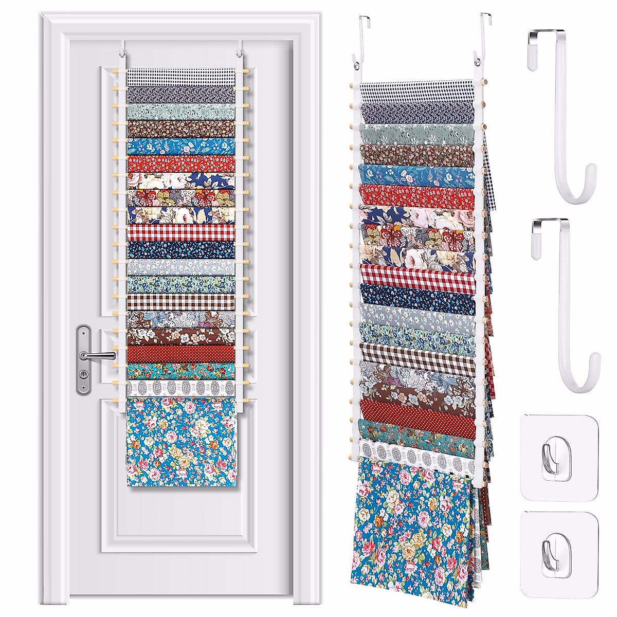 Anglechic Hanging Fabric Storage Organizer Over the Door 20-Shelf Fabric Organizer Wall Mount Fabric Display Sewing Quilting Fabric Collection with 4 Hooks for Folding and Storing Fabric(Standard)