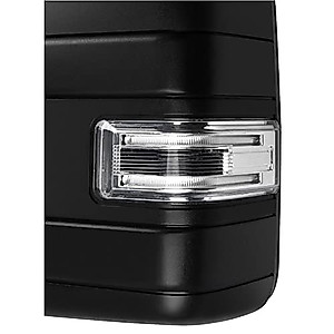 ORTUS UNI Power Heated Puddle Light turn Signal Towing Mirrors Pair (ABS,Black)