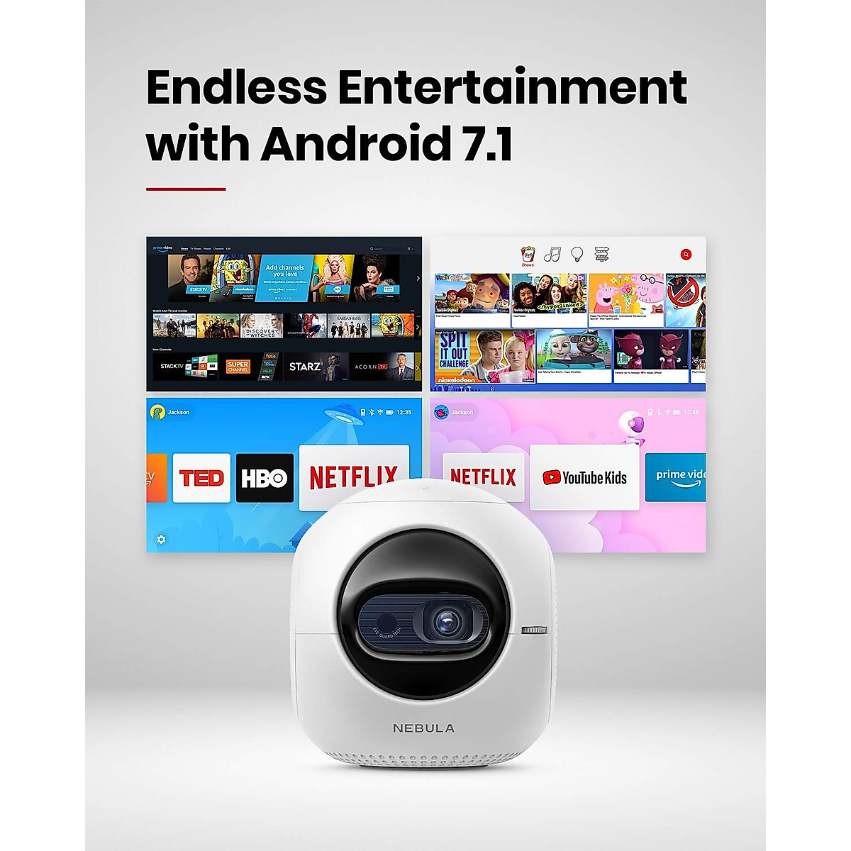 Anker Nebula Astro Mini Portable Projector, Kids Pocket Cinema, Mini Projector, Parental Controls, Customizable UI, Android 7.1, 2.5-Hour Battery Life, Portable Design Pocket Projector (Renewed)