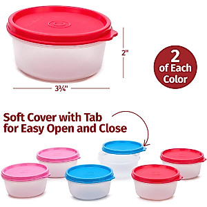 SIGNORA WARE Condiment Containers with Lids- 6 pk. 6.5 oz.Salad Dressing to go Small Food Storage Containers- Sauce Cups Leak proof Reusable Plastic BPA free for Lunch Box Picnic Travel