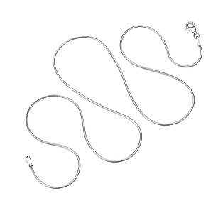MILACOLATO 925 Sterling Silver Chain Necklace for Women Men 1MM Solid Round Snake Chain Necklace Rhodium Plated Durable Italian Silver Necklace Chain Jewelry - Lobster Clasp - 18"
