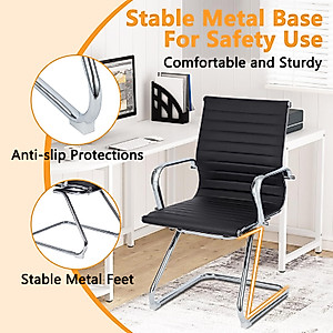 Office Guest Chair Meeting Room Chair Leather Folding Reception Chair Without Wheel with Sled Base for Waiting Room Conference Room Living Room Home Office (2 Pack)