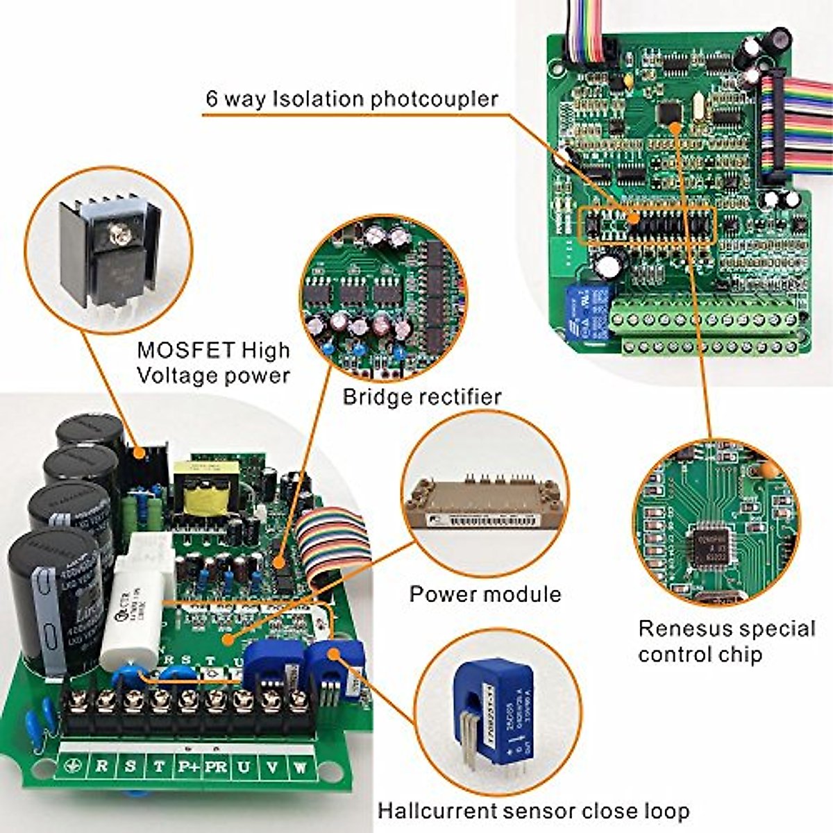 Huanyang VFD,Single to 3 Phase,Variable Frequency Drive,4kW 5HP 220V Input AC 17A for Motor Speed Control,HY Series