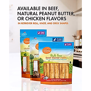 Canine Naturals Beef Chew - Rawhide Free Dog Treats - Made with Real Beef - Poultry Free Recipe - All-Natural and Easily Digestible - 5 Pack of 7 Inch Large Rolls for Dogs 50-75lb