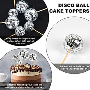 23pcs Disco Ball Cupcake toppers Happy Birthday Cake Topper 1970s Disco Ball Cake Picks Theme Cake Decor for Disco Theme Party Favor