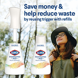 Clorox Disinfecting Mist, Multisurface Cleaner, Lemon and Orange Blossom, Sanitizing Spray & Refill, 16 Ounces