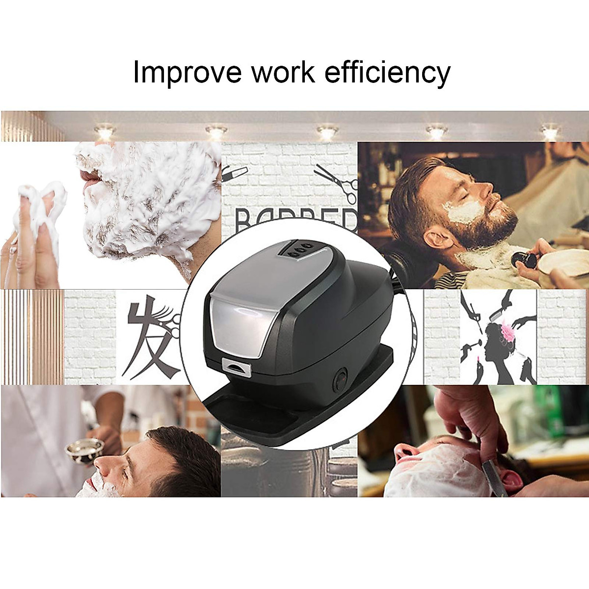 Professional Hot Lather Machine for Shaving Professional Lather Maker for Face Shaving,Hair Salon Electric Shaving Foaming Machine Household Face Grooming Foaming Machine 110-240V(US)