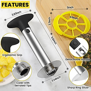 CUNSENR Premium Pineapple Corer and Slicer Tool - Pineapple Cutter with Sharp Serrated Tips - Easy to Use & Clean - Stainless Steel Core Remover for Pineapple - Slice and Core Fruits with Ease(Green)
