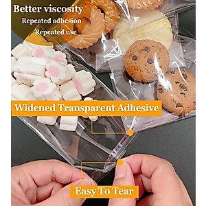 Cookie Bags 4x6 Inch,320 Pcs Clear Cellophane Bags for Packaging Cookies & Treats - Self-Sealing,Plastic Wrappers for Bakery Packaging and Gifts