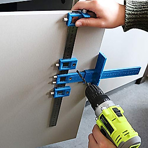 HODRME Cabinet Drawer Drilling Template Jig-Door Handles and Knobs Hardware Punch Locator for Easy Installation-Professional Measuring Woodworking Tool (ABS+Stainless Steel)