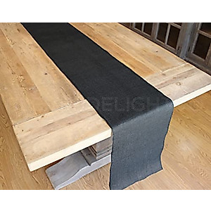 CleverDelights 14" Black Burlap Roll - Finished Edges - 10 Yards - Jute Burlap Fabric