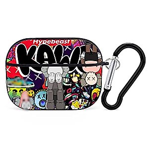 Headphone Case Compatible with AirPods Pro with Cute Cartoon Shockproof TPU Cover and Anti-Lost Keychain for Adults Men Women Teens (Airpods Pro, Red)