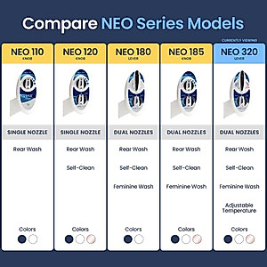 LUXE Bidet NEO 320 - Hot and Cold Water, Self-Cleaning, Dual Nozzle, Non-Electric Bidet Attachment for Toilet Seat, Adjustable Water Pressure, Rear and Feminine Wash, Lever Control (Blue)