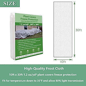 Xuwzenkl Plant Covers Freeze Protection 10 ft x 30 ft 1.2 oz/yd² Frost Cloth Garden Fabric Blankets Floating Row Cover for Outdoor Plants Vegetables for Cold Weather