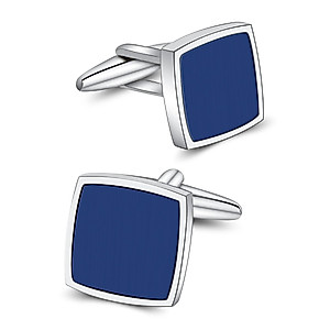 Mr.Van Blue Opal Cufflinks Platinum Plated Cuff Links Set Gemstone Reiki jewelry
