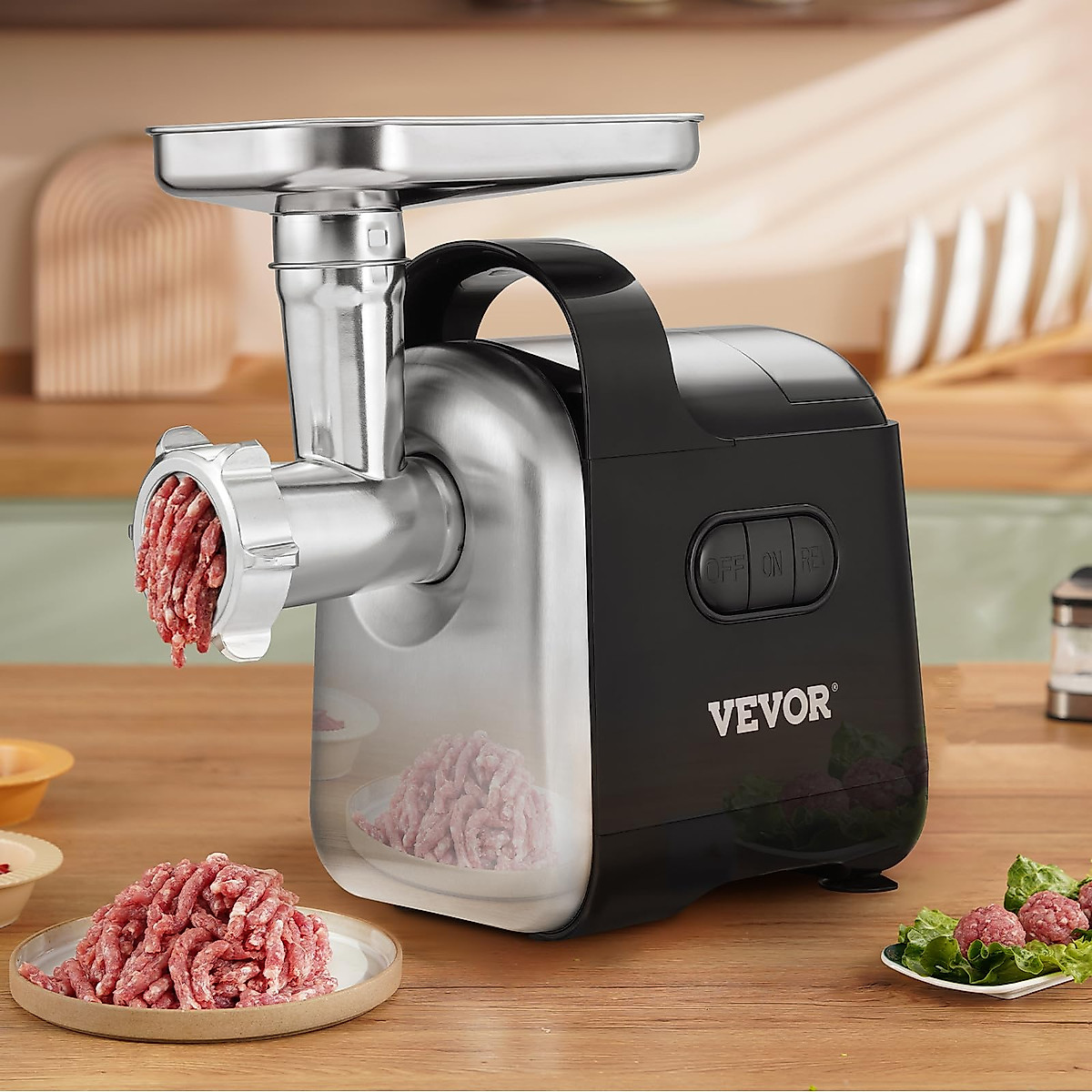 VEVOR Electric Meat Grinder, 6.6 Lb/Min, 550W Industrial Meat Mincer with 2 Blade, 3 Grinding Plates, Sausage Maker & Kubbe Kit ABS + Stainless Steel Commercial Meat Grinder, ETL Listed