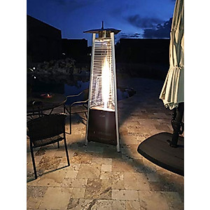 Hiland HLDS01-MGTHG Quartz Glass Tube Patio Heater w/Wheels, 40,000 BTU, Pyramid, Hammered Bronze
