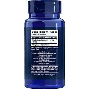 Life Extension DHEA - For Hormone Balance, Immune Support, Anti-Aging, Cardio, Circulatory & Bone and Sexual Health - Dehydroepiandrosterone For Memory Support - Non-GMO - 60 Capsules