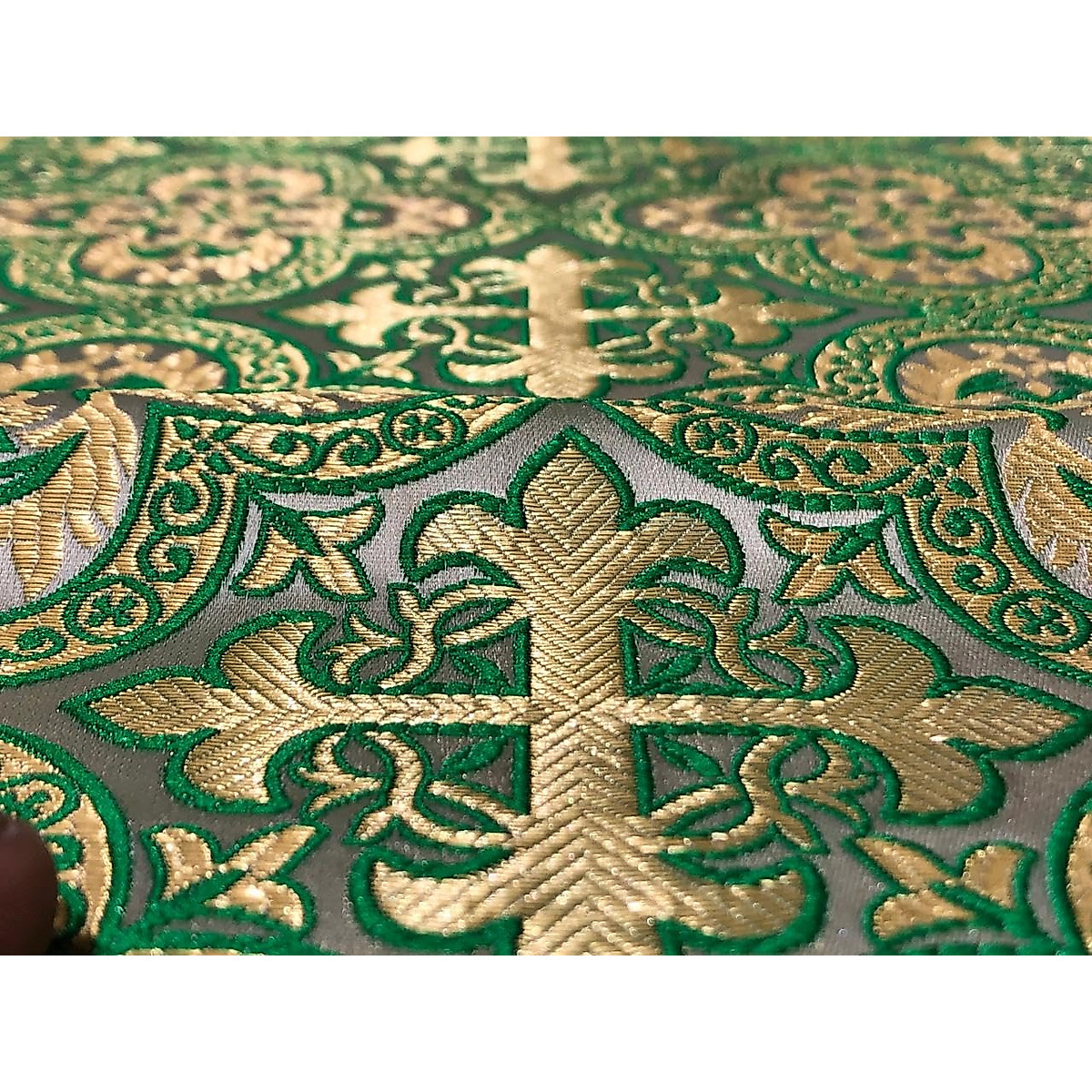 Brocade fabric VESTMENT 60" wide GREEN and GOLD Liturgical Brocades BRO950[1]