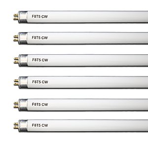 Accway (6 Pack) F8T5/CW 4100K 12’’ Linear Fluorescent Light Bulb, 8W Cool White T5 Tube, G5 Mini Bi Pins Base Replacement for Under Cabinet Light, RV, Closet