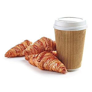 Comfy Package [50 Sets - 12 oz.] Insulated Ripple Paper Hot Coffee Cups With Lids