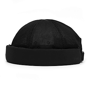 UNDERCONTROL Colorful Brimless Sailor Fisherman Leon Nylon Supplex UPF 40 Hat Rolled Cuff No Visor Skull Docker Beanie Cap (Black)