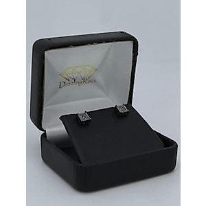 Dazzlingrock Collection Round Black Diamond Cluster Square Unisex Stud Earrings (0.10 ctw) in Black Plated 925 Sterling Silver in Push Back