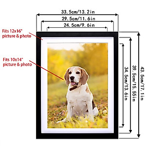 IOOSTAR 12x16 Diamond Painting Picture Frame Display Pictures 10 x 14 inch/25x35 cm with Mat or 12 x 16 inch/30x40 cm Without Mat Photo Frames Diamond Art Frame Natural Solid Wood Black (YNCK002)