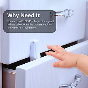 EUDEMON Plastic 8 Pack Kids Proofing Safety Drawer Stoppers Baby Safety Child Proofing Drawer Pinch Guards Easy to Install no Tools Need or Drill (White)