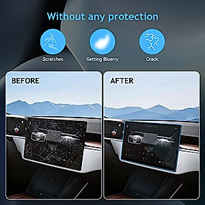 HANSSHOW Tesla Model S/X Tempered Glass Touch Screen Protector 2PCS with 9H Hardness 2.5D Edge Anti-Fingerprint Glare Scratch For 2021+ Model S/X Dashboard Touchscreen + Rear Seat Screen (HD Clear)