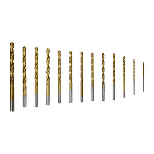 Tsnamay 1.5-6.5mm High Speed Steel Titanium Plated Drill Bit,Titanium HSS Drill Bit Set Cutting Carpenter Wood Metal,13Pcs