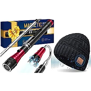 Gifts for Men-Bluetooth Beanie Hat Men and Women Stocking Stuffers for Husband Teen Boy HIM and Magnetic Pickup Tool LED Light|Christmas Tool Gifts for Men