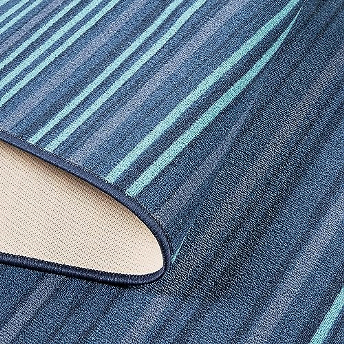 TOWN & COUNTRY BASICS Layne Modern Stripe Everwash™ Washable Area Rug with Non-Slip Backing, Pet Friendly Rug, Navy Blue/Blue, 20"x35"