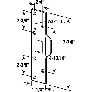 Defender Security U 9585 1-3/8 inch x 9 inch Thick Stainless Steel, 2-1/8 in Lock and Door Reinforcer, 1-3/8 & Prime-Line U 9476 Maximum Security Latch Strike, 1-1/4 inch x 7-7/8 inch, Steel