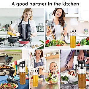 IZEJAZT Glass Oil Jug Set (15oz, 18oz, 21oz),Olive Oil Dispenser Bottle, Easy To Oil And Vinegar Dispenser Set, Cooking Oil Bottle For Kitchen Easy To Use For Outdoor BBQ Dispenser (WHITE)