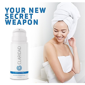 Benzoyl Peroxide 10% Acne Treatment Gel - Pimple Cream & Acne Spot Treatment - Fight Cystic Acne, Back Acne & Body Acne - by Claridad - Paraben & Cruelty Free