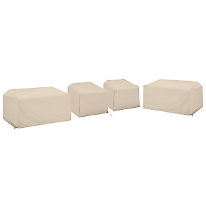 Crosley Furniture Patio Furniture Covers, Waterproof 4-Piece Cover Set for Outdoor Sectional Sofa Sets, Tan
