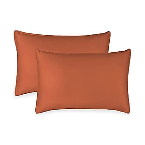 URE Bamboo Queen Pillowcase 2pc Set (20x30 inch) - Genuine 100% Organic Bamboo Viscose, Luxuriously Soft & Cooling, Double Stitching, Envelope Closure (2 Queen Pillowcases, Terracotta)