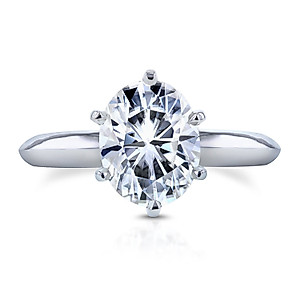 Kobelli Oval Moissanite Solitaire Engagement Ring 2 1/10 CTW 14k White Gold, Size 8.5