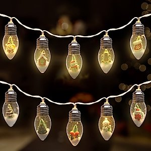 Hungdao Christmas Snow Globe String 7 ft Lights Christmas Tree Bubble Lights with 10 LED Clear Bulbs Battery Operated Snow Globe Lights Christmas Decoration for Garden Decor Party Indoor Outdoor Home
