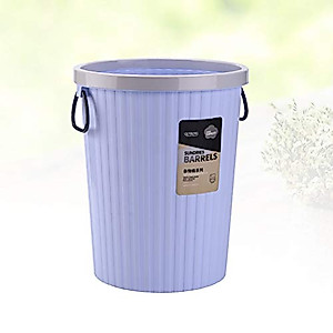 Amosfun Round Shape Garbage Can Plastic Trash Wastebin with Pressing Circle Waste Bag Organizer- Size S (Purple) Decorations for Home