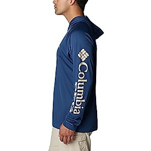 Columbia Men's Terminal Tackle Hoodie, Carbon/Ancient Fossil Logo, Large