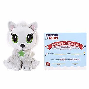 Little Tikes Rescue Tales Adoptable Pets Fluffy Cat Interactive Plush Stuffed Animal Toy Cat with Collar, Tag, and House for Kids Boys Girls Ages 3+