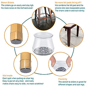 32 Pcs Chair Leg Protectors for Hardwood Floors, Silicone Felt Furniture Leg Cover Pad for Protecting Floors from Scratches and Noise, Smooth Moving for Chair Feet Transparent