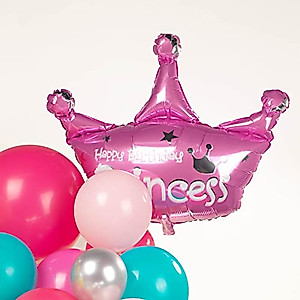 Kozee Pink Teal Balloon Garland Arch Kit with Hot Pink Silver Disco roller skate Balloon for princess theme Birthday Party Girl Summer by Beach Pool party decorations