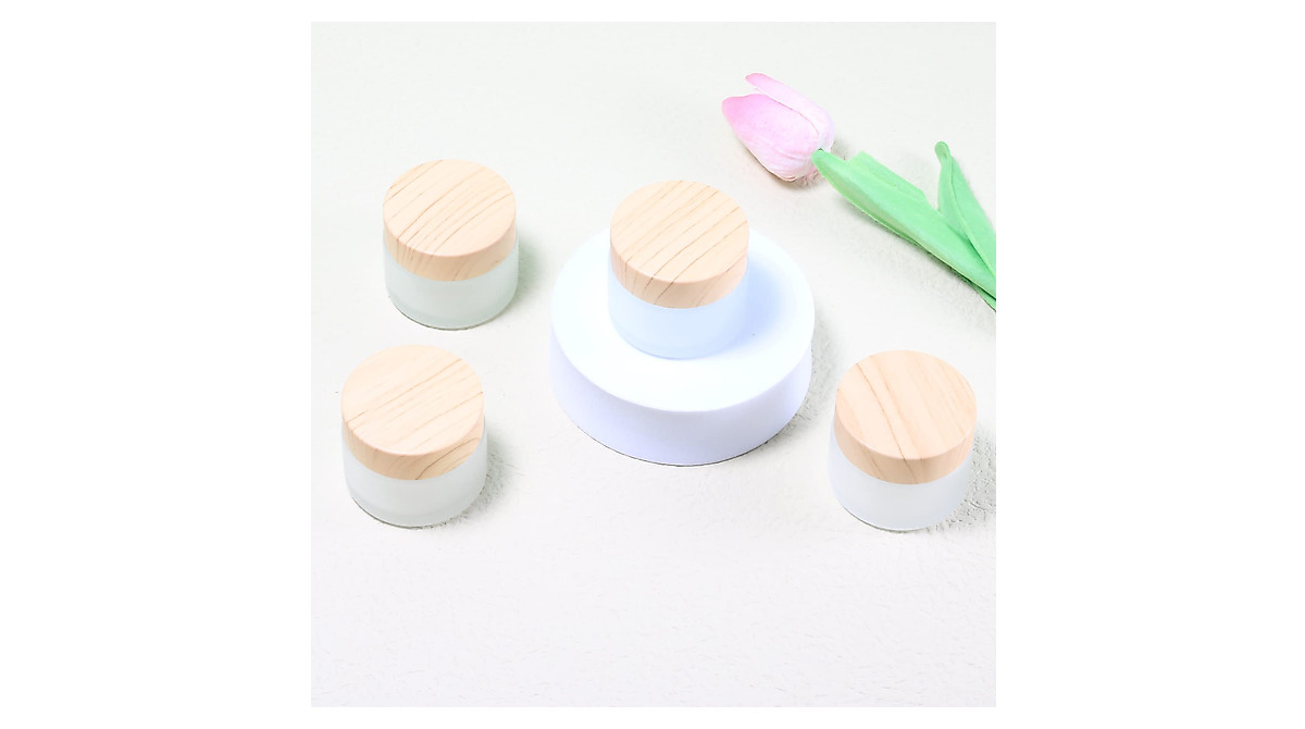 4 Pack Frosted Glass Cosmetic Jars - Stylish & Refillable