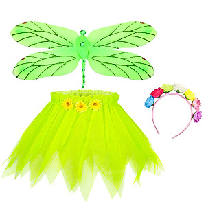 Jeowoqao Little Girl Dress Up Costumes Pretend Play Costumes Princess Role Play 13pc Mermaid Fairy Costume for Toddler Age 3 4 5 6 Years