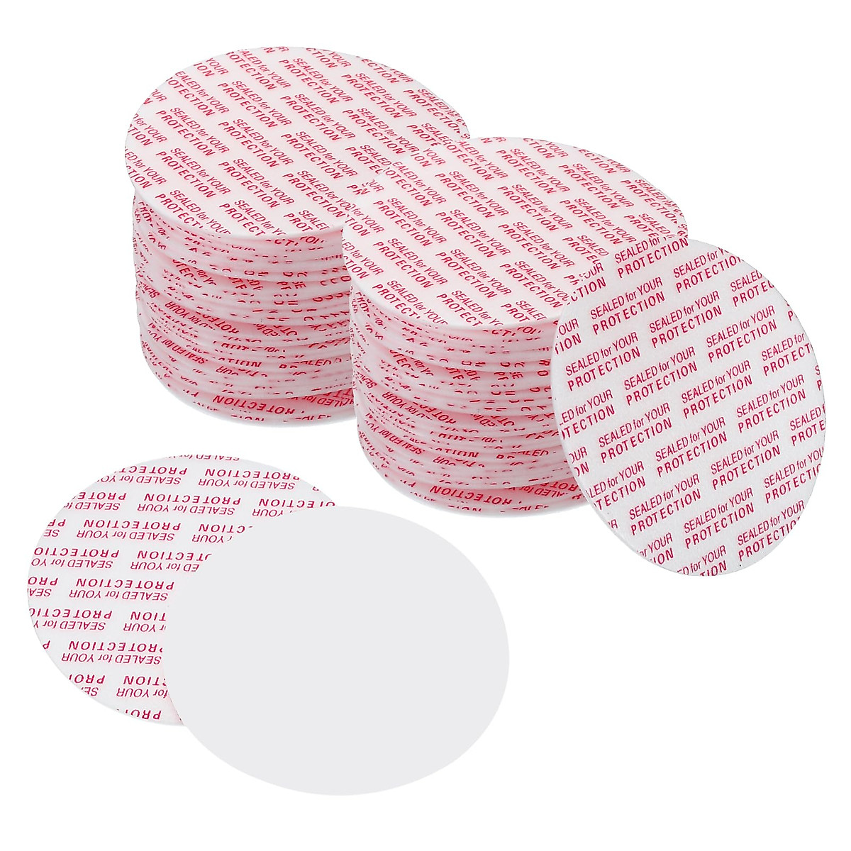 PATIKIL 51mm/1.99inch Foam Lid Liner, 100Pcs PS Foam Resistant Tamper Pressure Sensitive Seal for Bottle Cap Liners Seals, White Red
