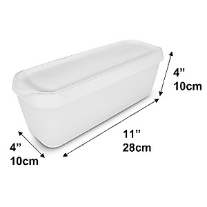 LIN Insulated Ice Cream Containers 2-Pack with Serving Scoop - 1.6 Quart Reusable Rectangle Dessert Storage Tubs for Homemade Ice Cream, 1 Red & 1 White Lid - Non-BPA Plastic - Dishwasher-Safe